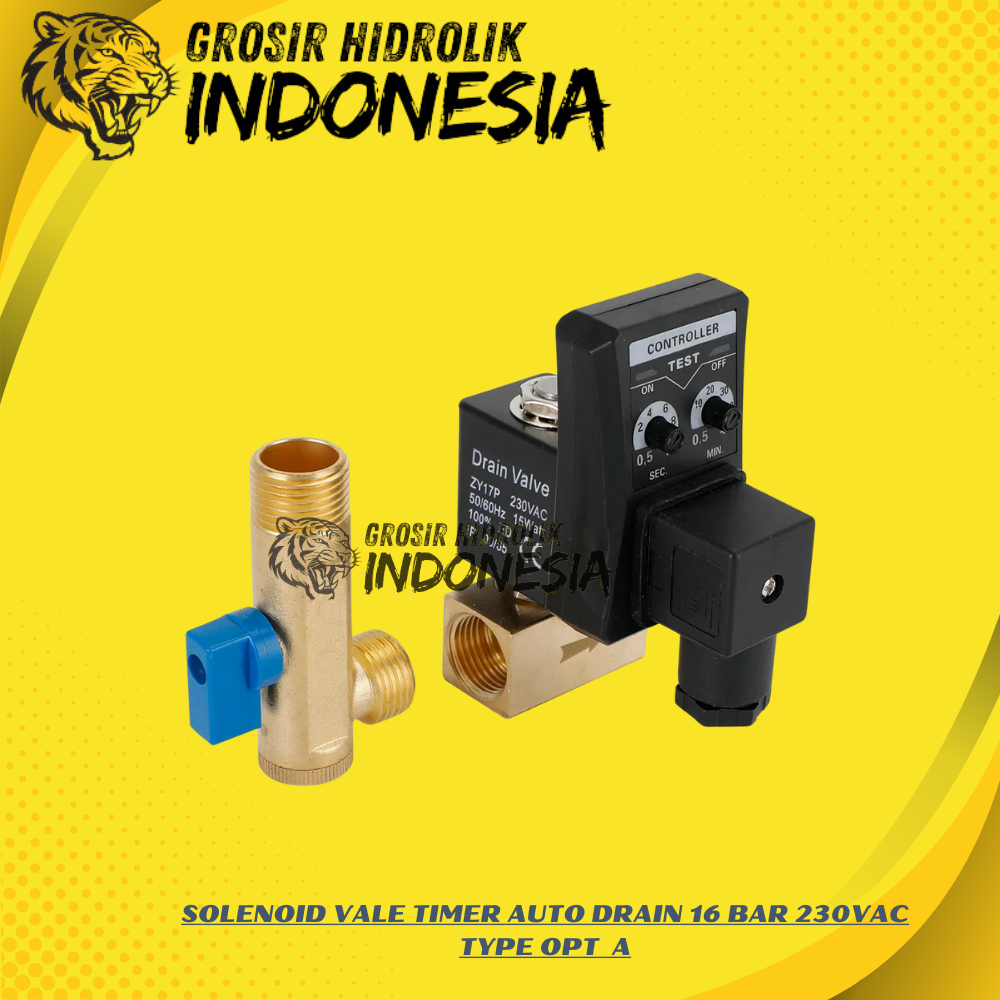 Jual 1/2" ELECTIC SOLENOID VALVE TIMER AUTO DRAIN 16 BAR 230 VAC SPLIT ...