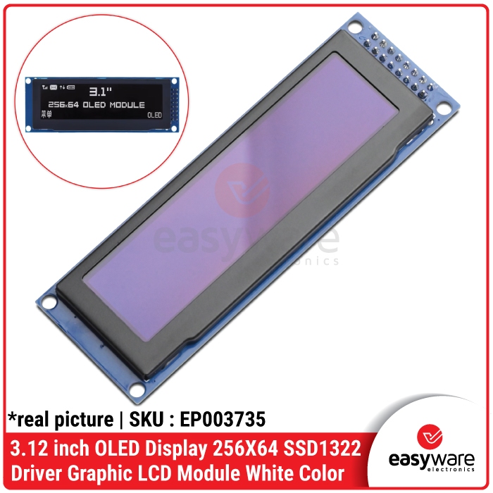 Jual 3.12 inch OLED Display 256x64 25664 SSD1322 Driver Graphic LCD Module White Color 3.12" LCD ...