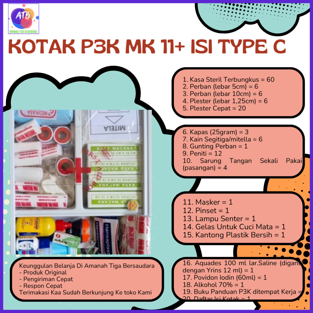 Jual Jual ATB Kotak P3K MK 11+ ISI Type C Steril Terbangku | Shopee ...