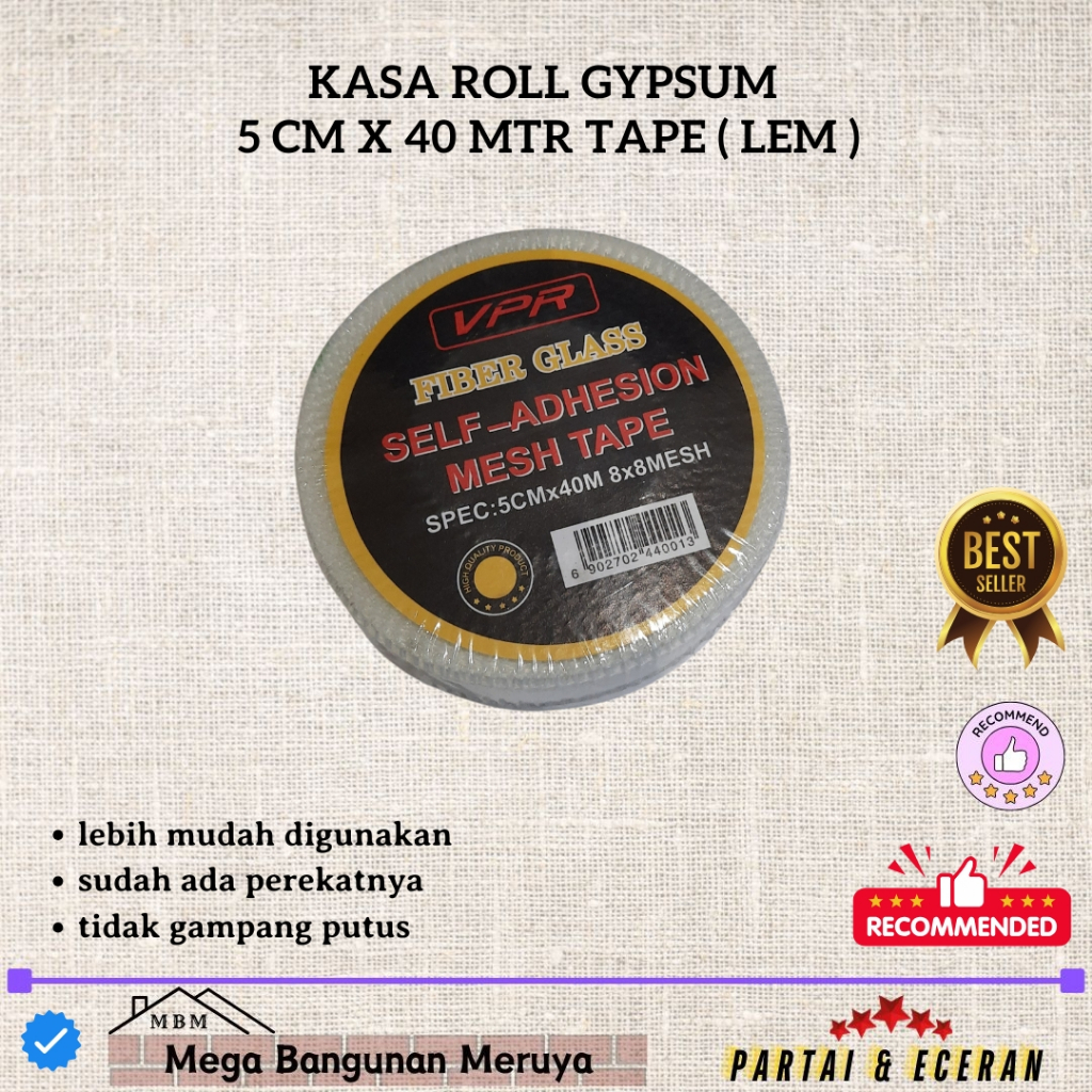 Jual VPR Kasa Roll Gypsum 5 CM x 40 MTR Tape (Lem) | Shopee Indonesia