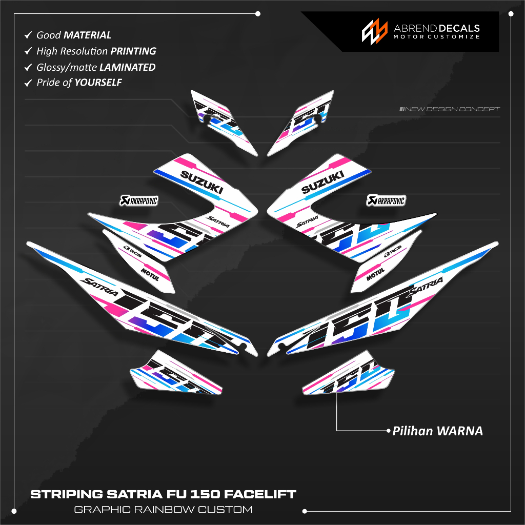 Jual STRIPING SATRIA FU FACELIFT GRAFIS CUSTOM RAINBOW / STIKER MOTOR ...