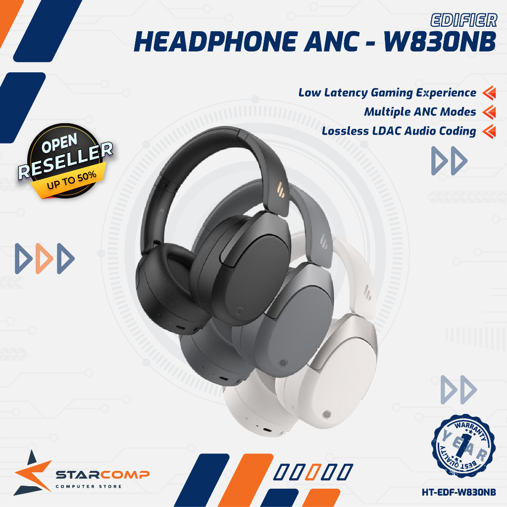 Jual Edifier W830NB Wireless Over Ear Headphones Active Noise ...