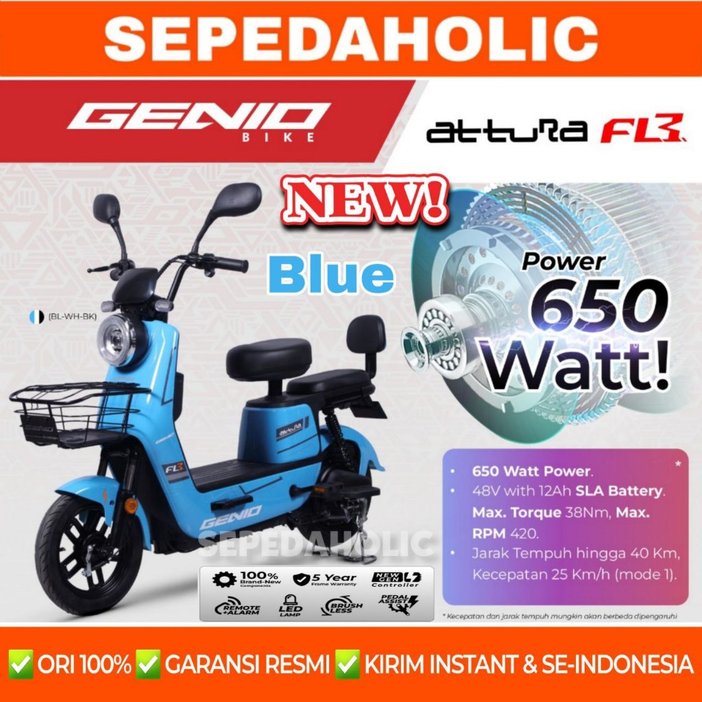 Jual Sepeda Listrik GENIO ATTURA FL3 BY UNITED 650 Watt Electric E Bike ...
