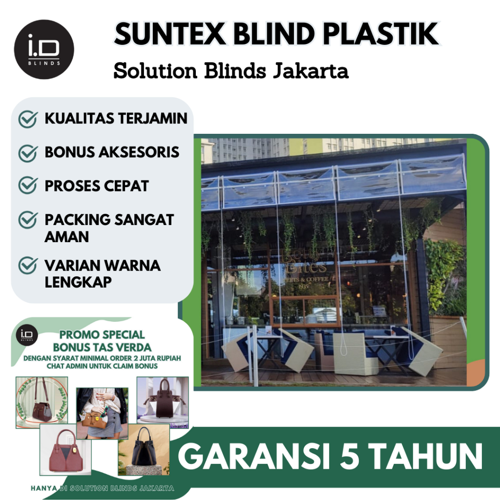 Jual Roller Blind Outdoor Bening Plastik PVC Solution Blinds Jakarta Tirai Modern Berkualitas ...