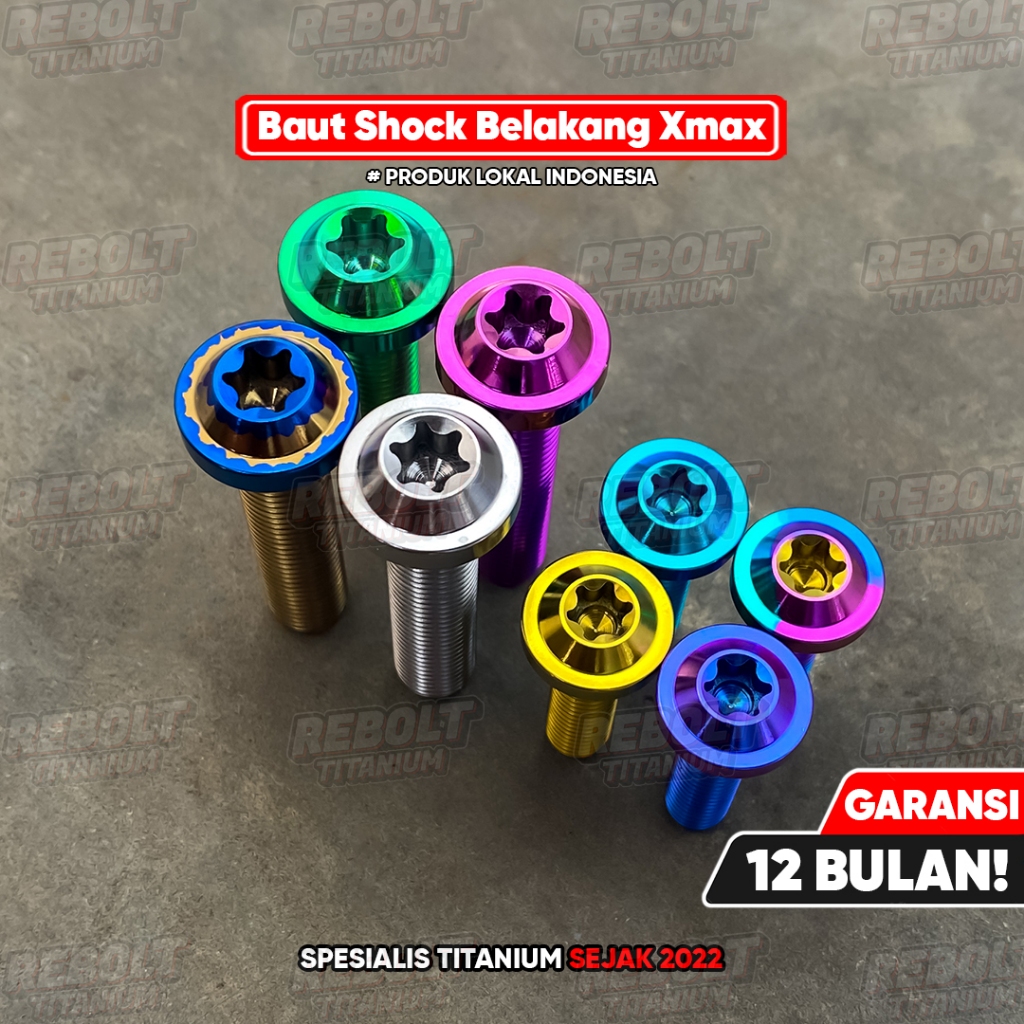 Jual Baut Shock Belakang Xmax Titanium Grade 5 REBOLT Garansi 12 Bulan ...