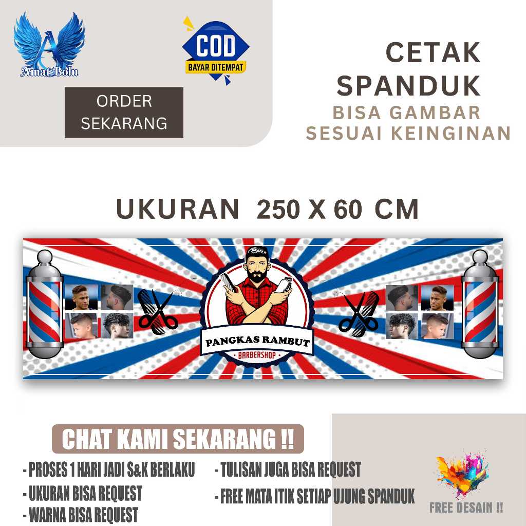 Jual Cetak Spanduk Banner PANGKAS RAMBUT MODEL CAHAYA Ukuran 200x100 ...
