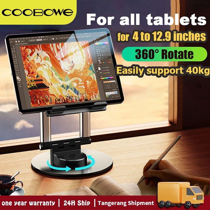 Jual COOBOWE Metal Tablet Stand 360 degree rotation Desktop ipad Stand ...