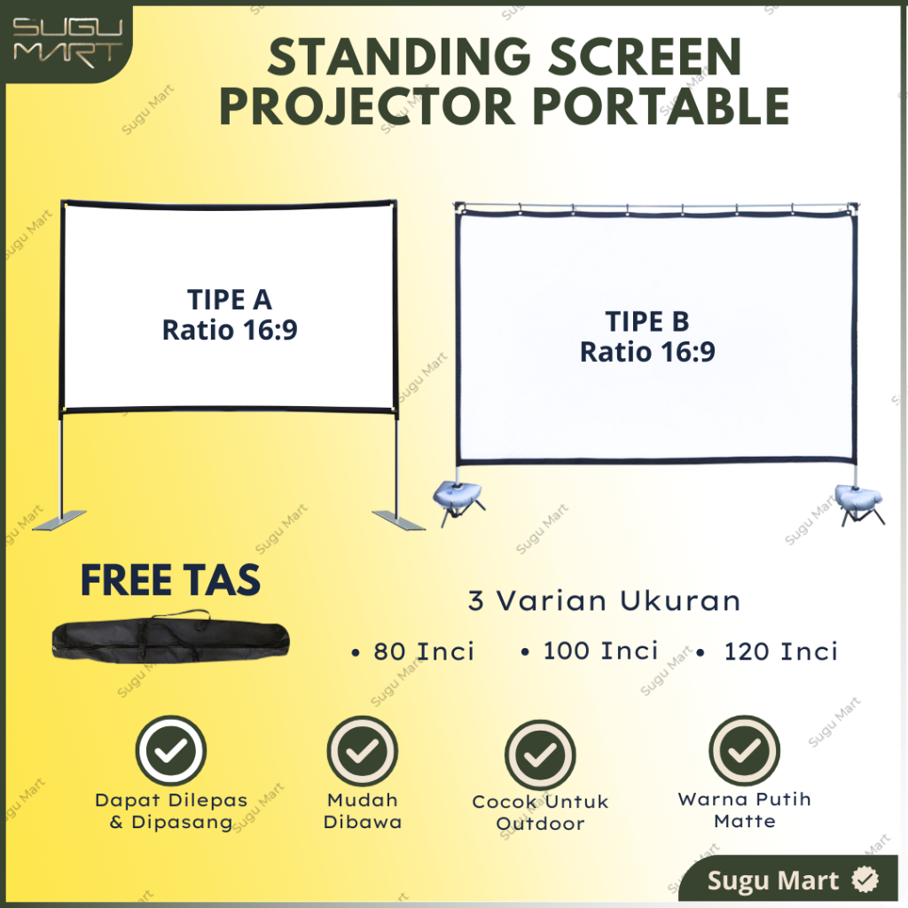 Jual Standing Screen Projector Outdoor 80 - 100 - 120 inch 16:9 | Layar ...