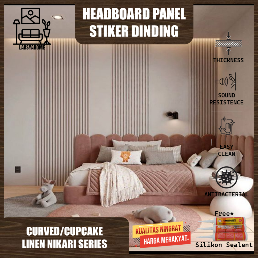 Jual Headboard Panel Dinding 20x60 Cupcake Linen Nikari Series Dekorasi ...