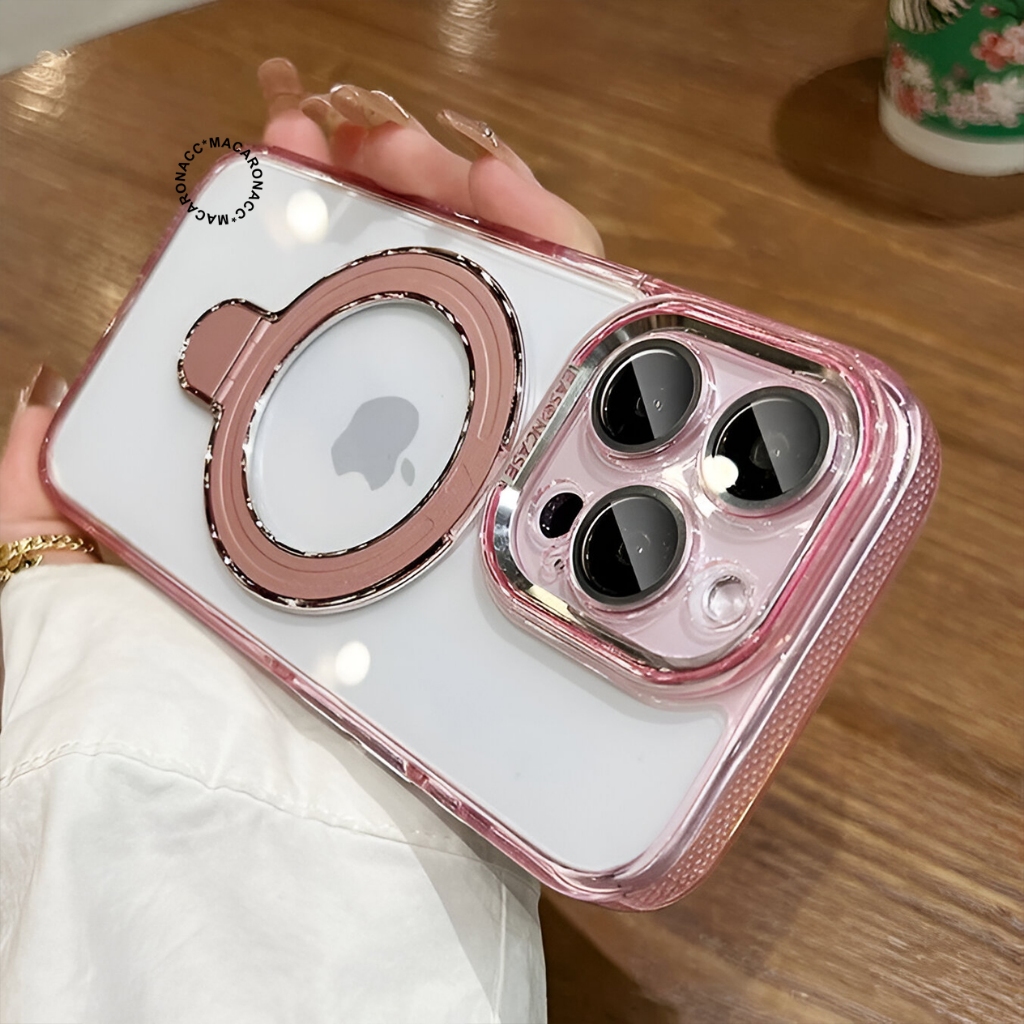 Jual New! EASON Case IPhone - Premium Clear Luxury Plating Magsafe With Kick Standable ...