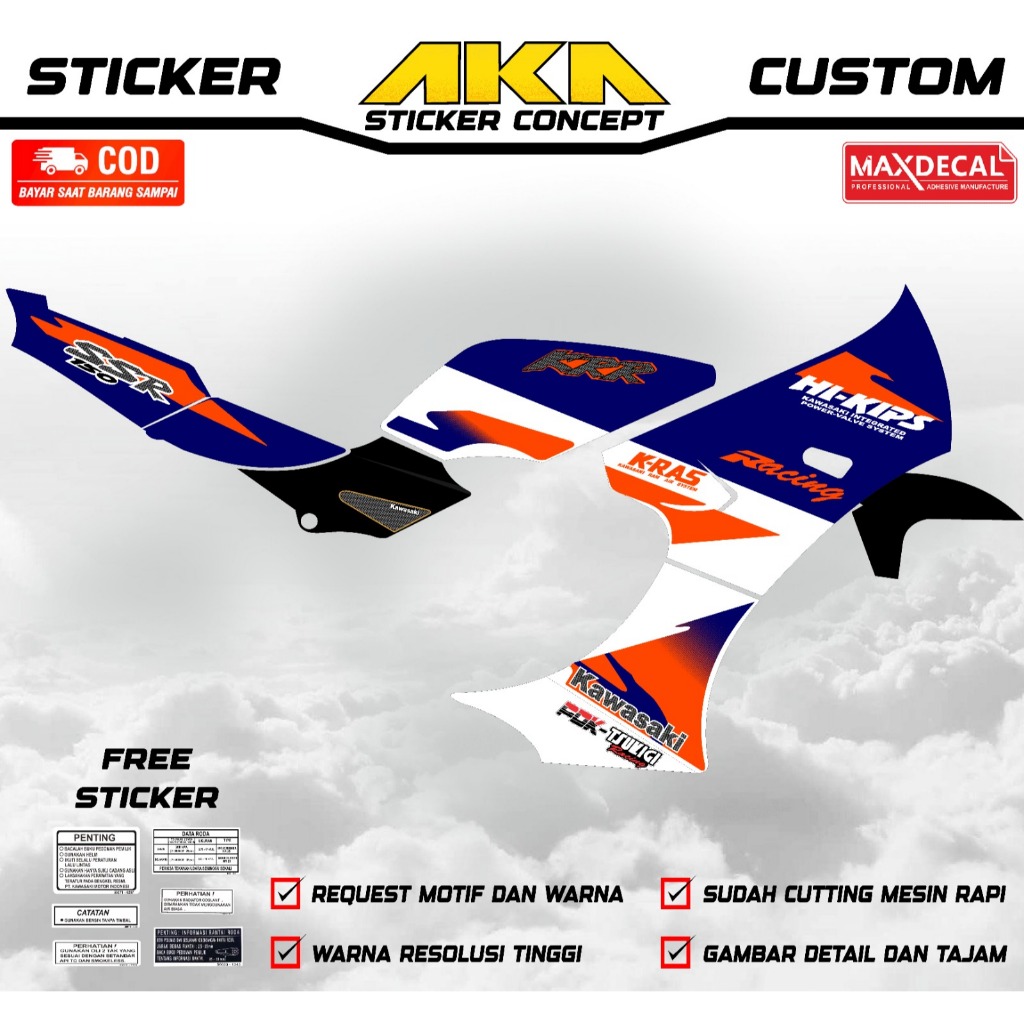 Jual Sticker striping Kawasaki Ninja KRR SSR biru transparan (bisa ...
