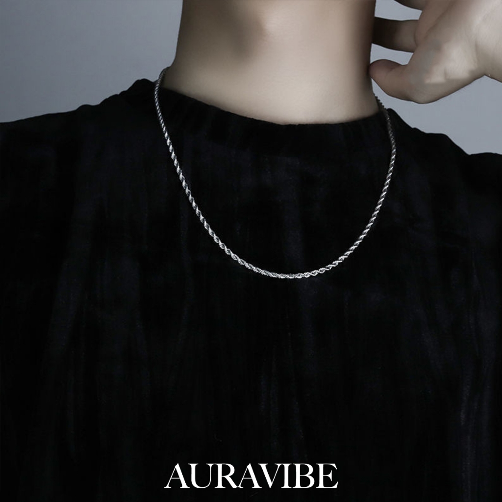 Jual AURAVIBE Gaya baru memutar kalung laki-laki baja titanium ...