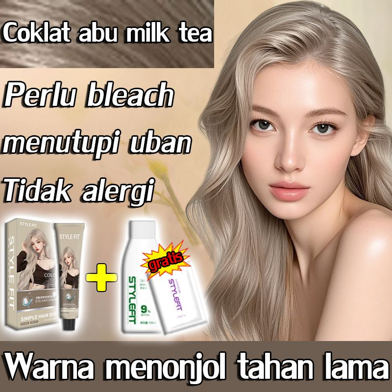 Jual 【Warna Rambut Trend 2025】STYLE FIT Cat rambut teh susu Coklat muda ...