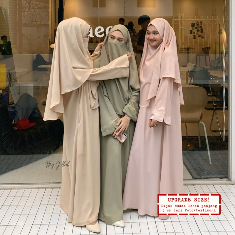 Jual Mina Abaya Set French Khimar Anti UV (Abaya Umroh Haji) by Myjilbab | Shopee Indonesia