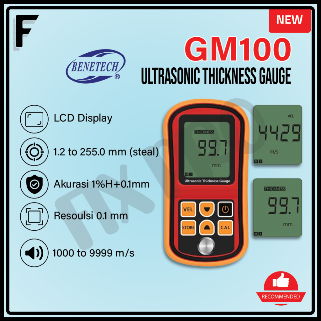 Jual BENETECH Professional Ultrasonic Thickness Gauge GM100 - Akurasi Tinggi untuk Alat Ukur ...