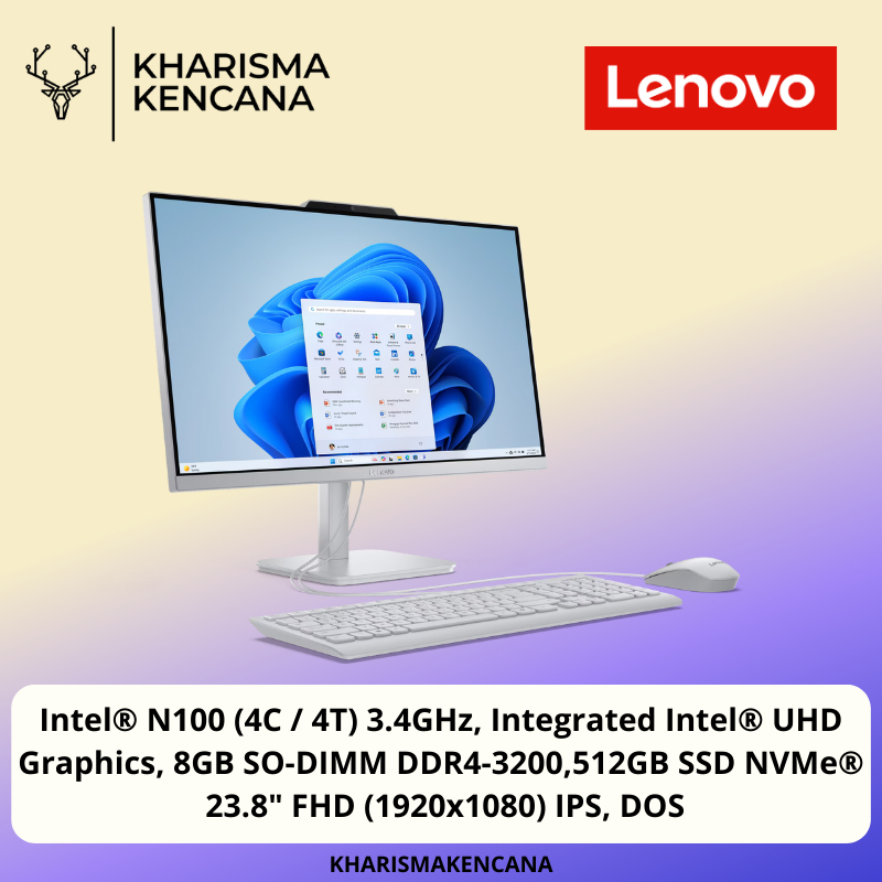 Jual PC Lenovo AIO A100 0FID Intel N100 8GB 512GB SSD 23.8″ FHD IPS DOS ...