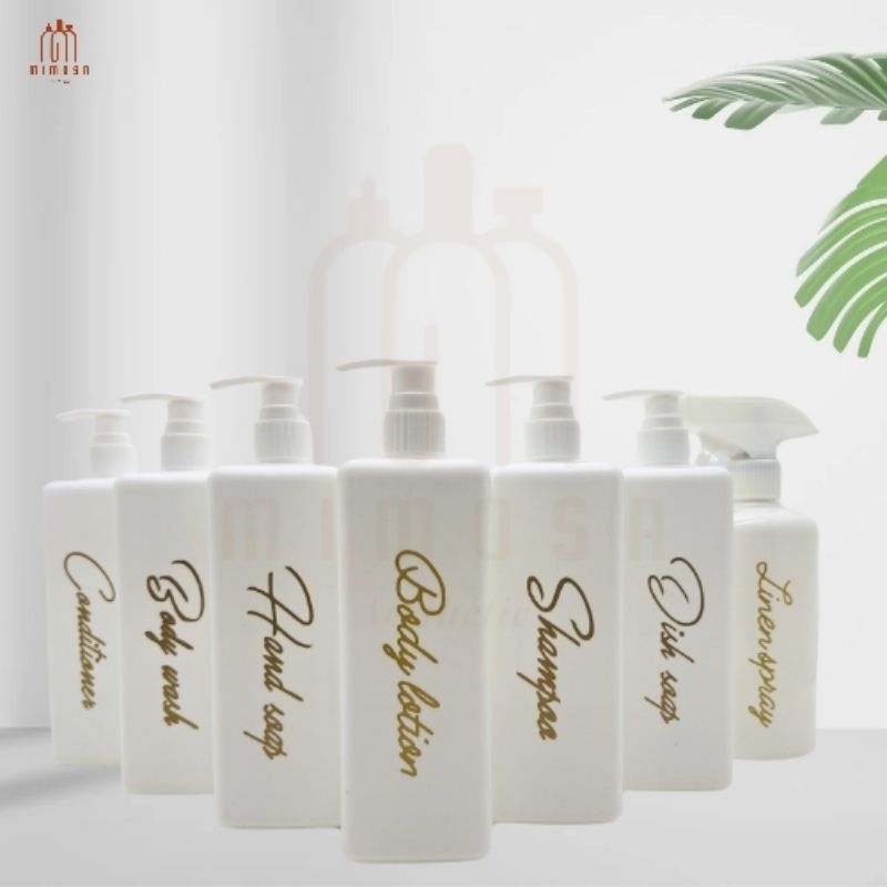 Jual Botol Refill Sabun Cair 500 ML Kotak Putih Doff Putih / Dispenser ...