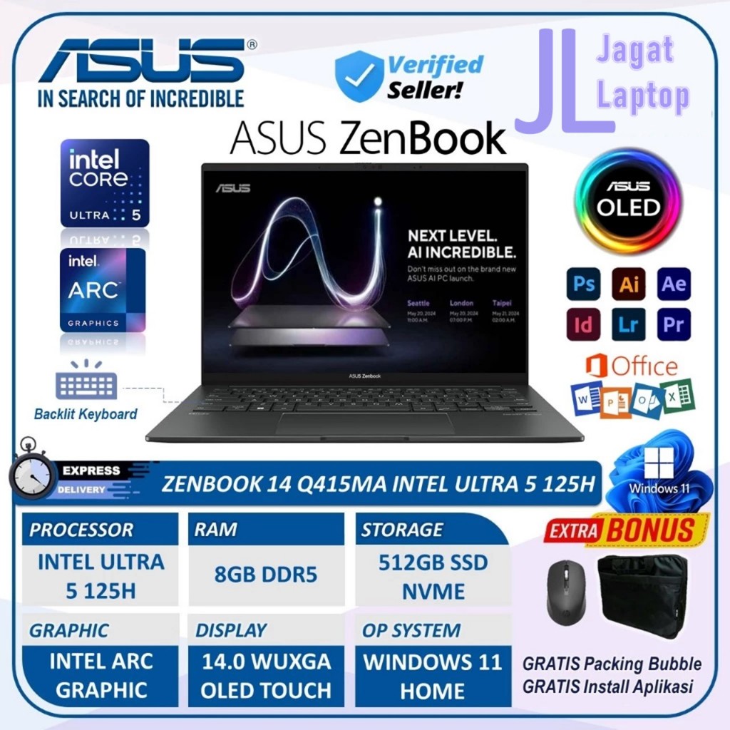 Jual Laptop Asus Zenbook 14 Q415MA Intel Ultra 5 125h 8GB Ram 1TB SSD ...