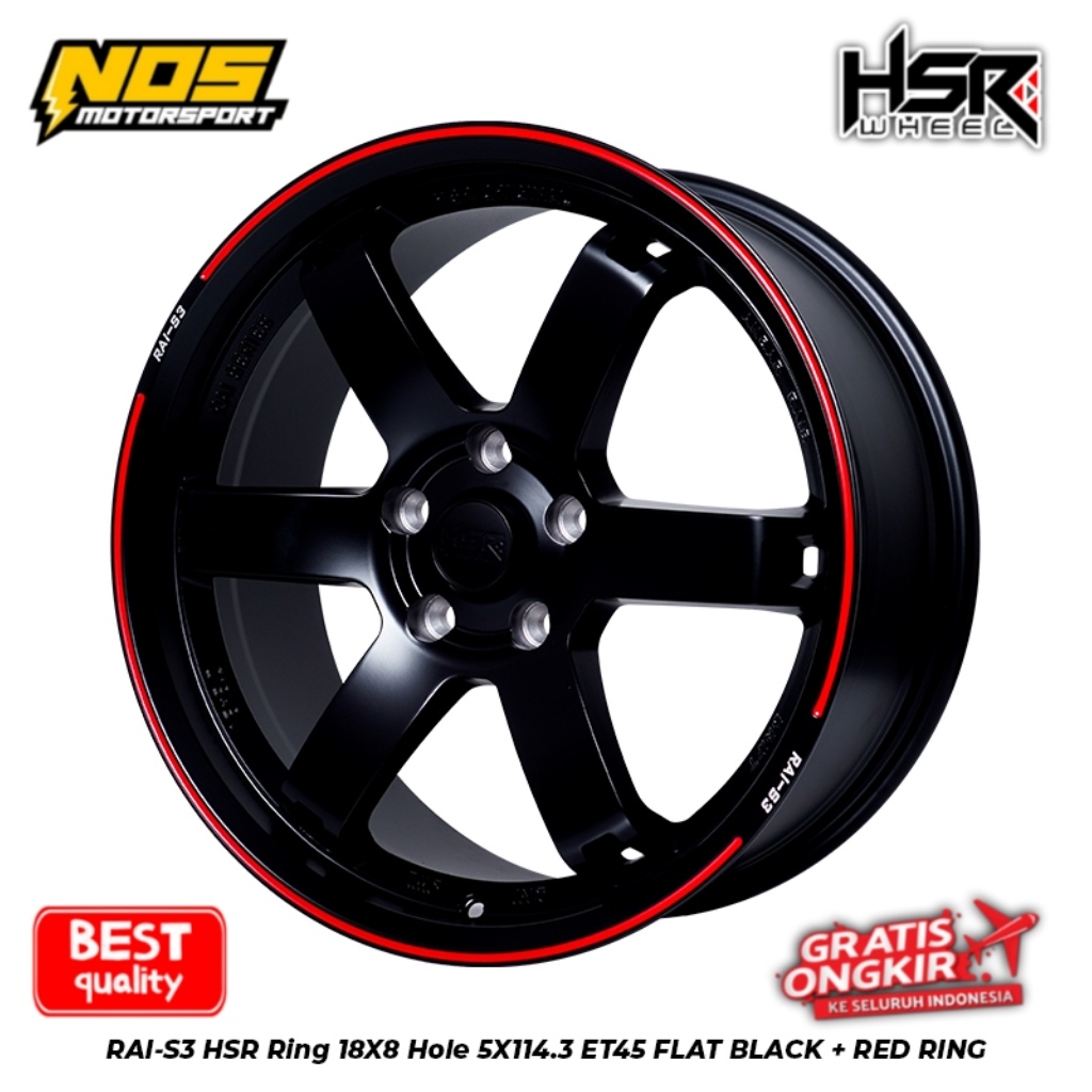 Jual VELG MOBIL INNOVA RUSH XPANDER R18X8 PCD 5X115 ET45 HSR RAI-S3 | VELG RACING RING 18 PALANG ...