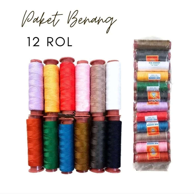 Jual (1 Pack Isi 12 Pcs) Benang Jahit Diamond Warna / Benang Jahit Baju ...