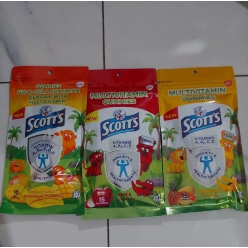 Jual Scotts Multivitamin Gummies Vitamin A B C D dan Zinc rasa Apel ...