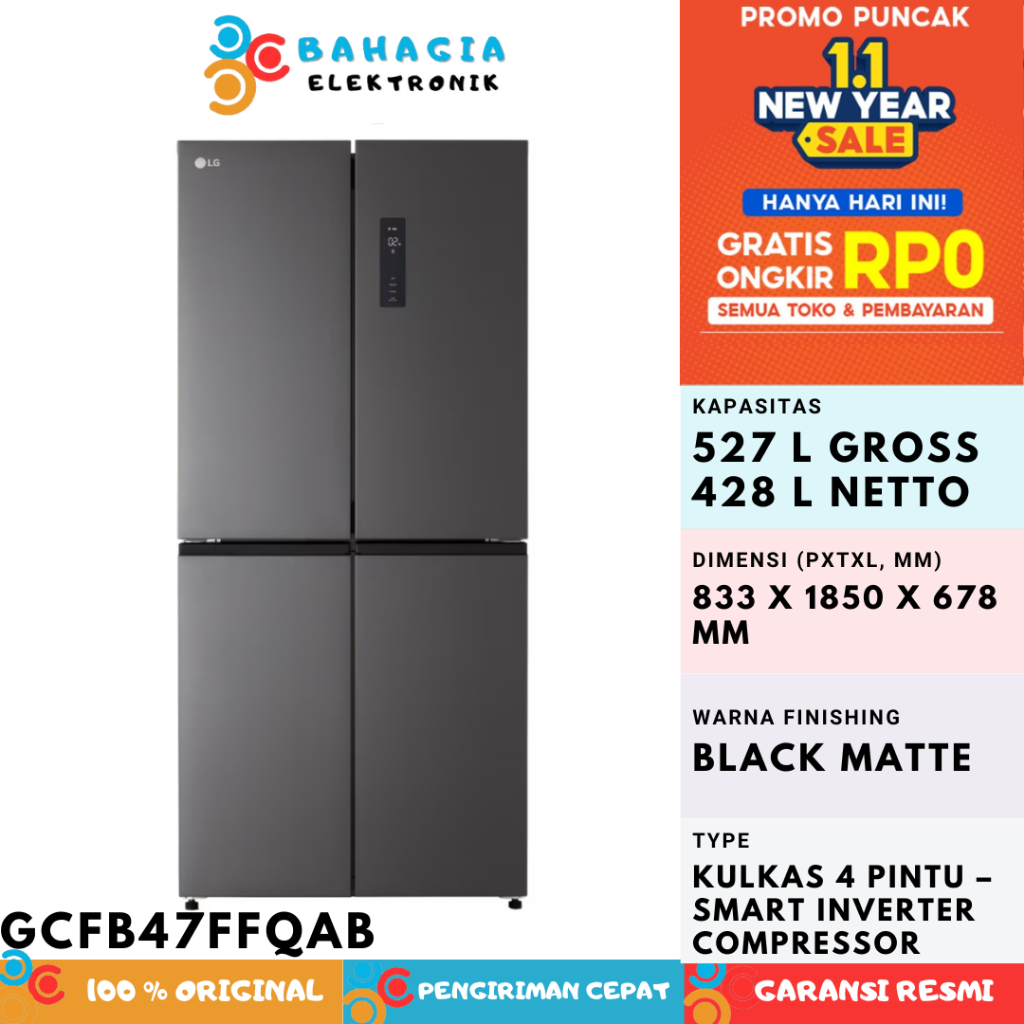 Jual LG GCFB47FFQAB Kulkas Multi Door 527L / 428L 4 Pintu | Shopee ...