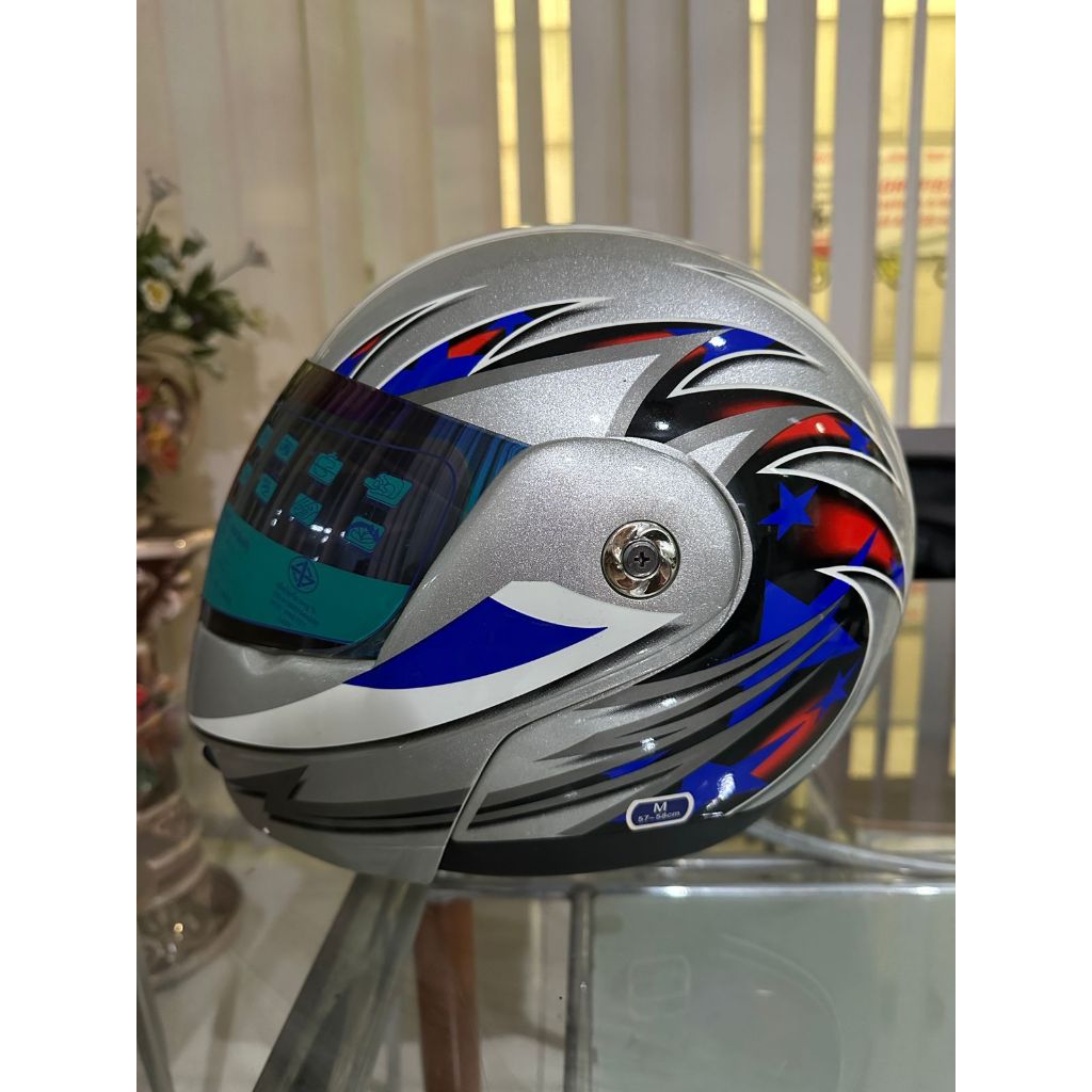 Jual Helm XXX abu merah full face bisa dibuka jadi half face helm ...