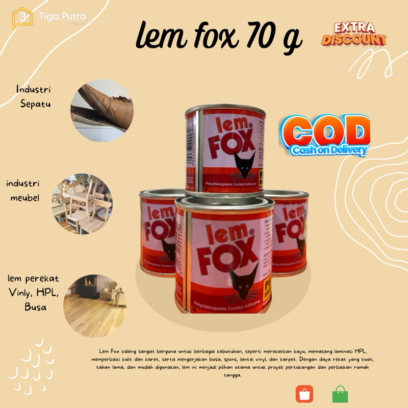 Jual Lem Fox 70 gram| Lem Fox Kuning| Lem Fox kaleng | Shopee Indonesia