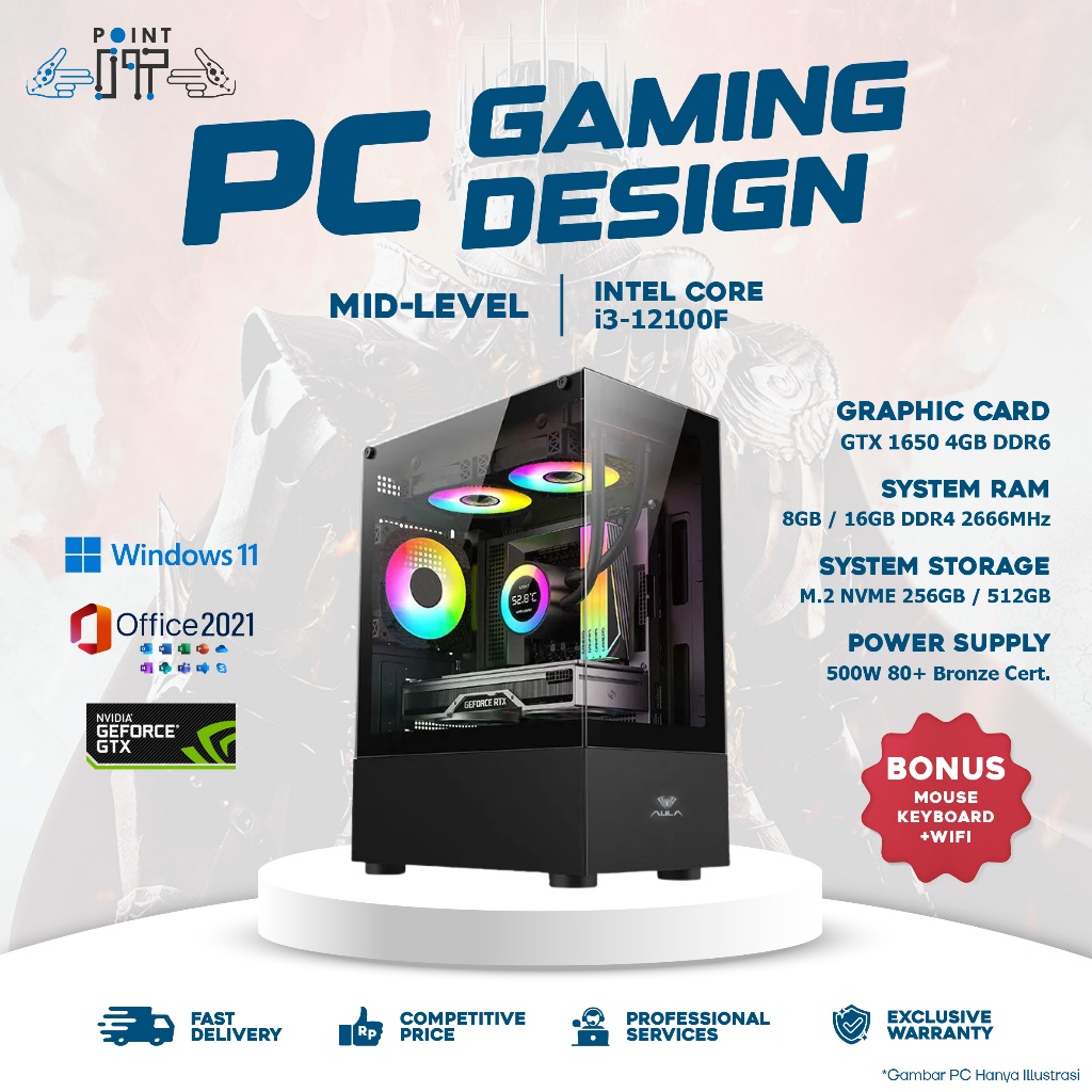 Jual Komputer Rakitan / PC Design Gaming Intel Core Gen 12 | i3 12100F ...