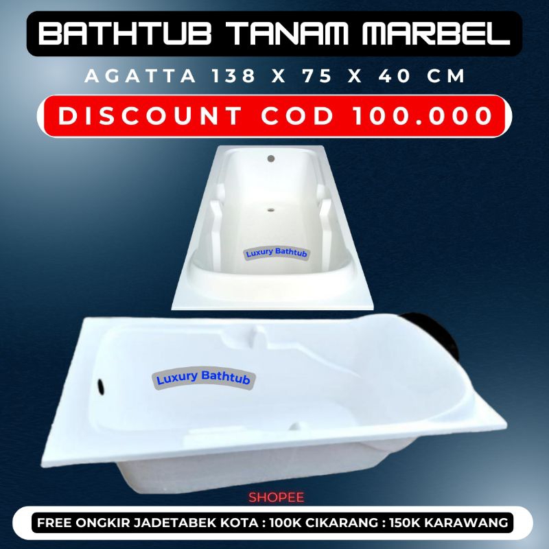 Jual Bathtub Tanam 138x75x40 Cm Agatta Bahan Marbel dan Avur Sesuai ...