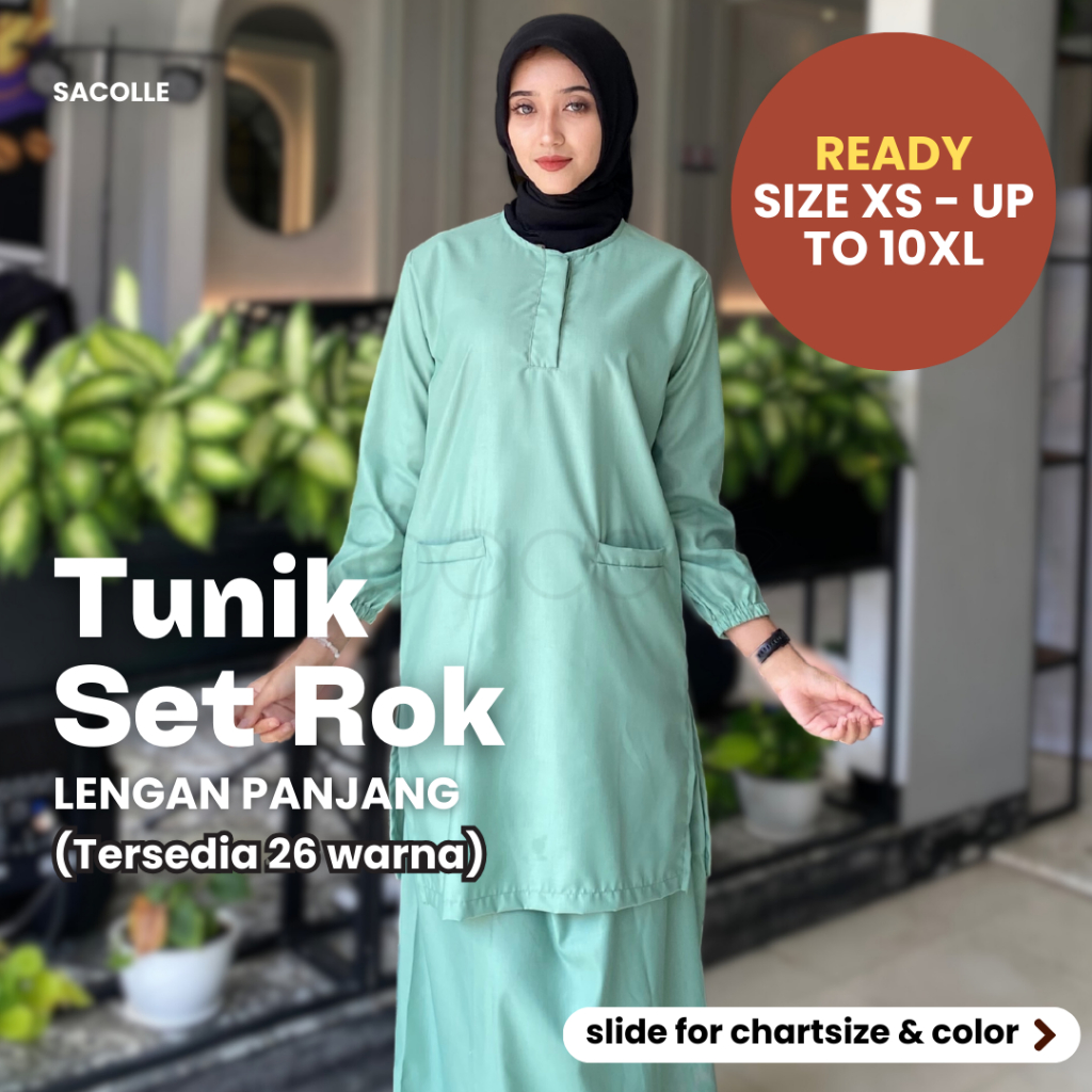 Jual BAJU JAGA TUNIK SET ROK LENGAN PANJANG SMALL - BIG SIZE JUMBO / Baju OK / Baju Jaga / Baju ...