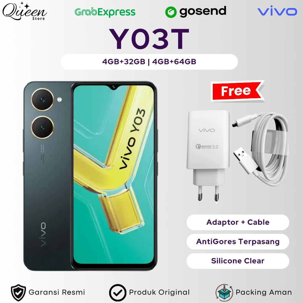 Jual Vivo Y03T 4GB+32GB | 4GB+64GB Garansi Resmi 1 Tahun | Shopee Indonesia