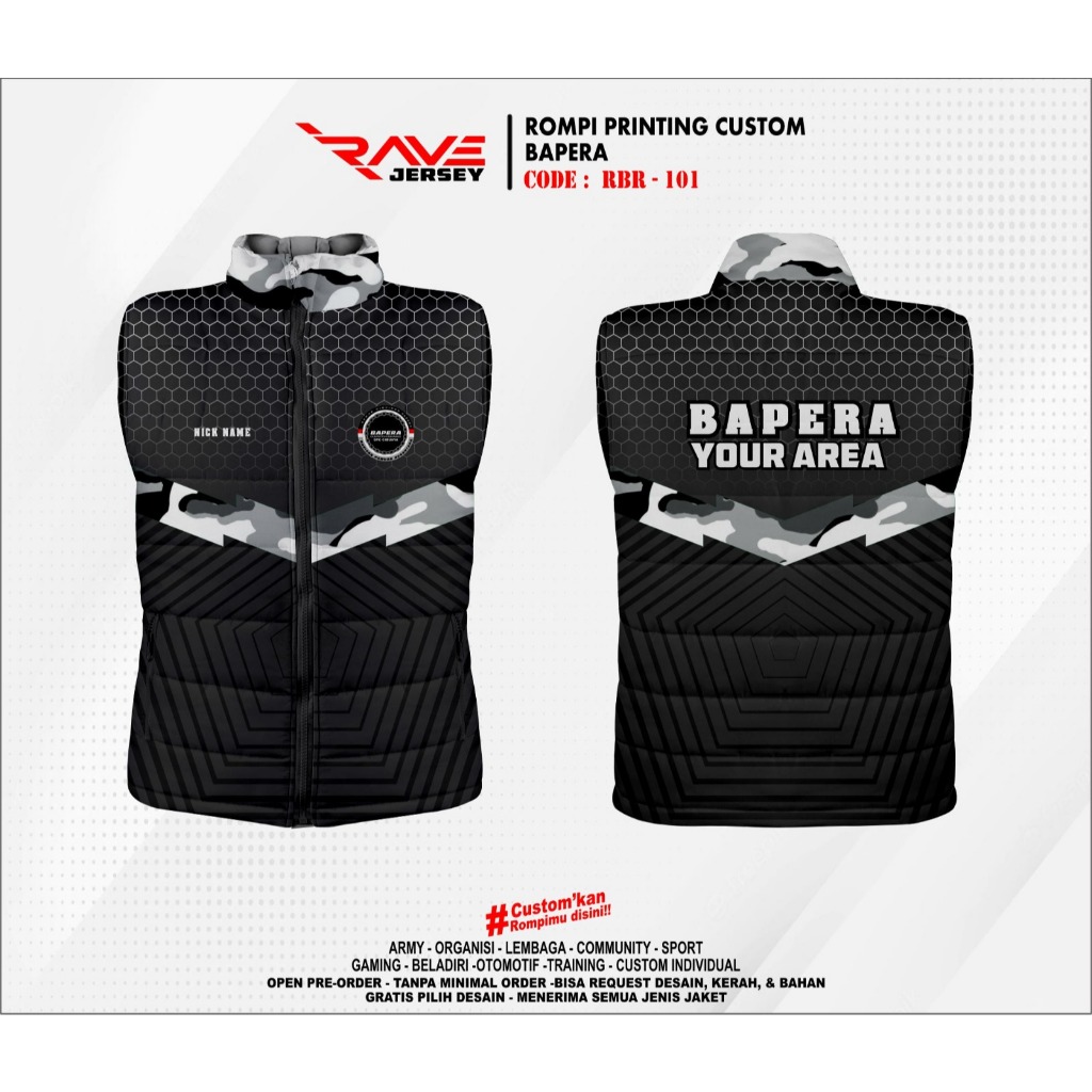Jual ROMPI PUFFER/DACRON/GELEMBUNG BAPERA FULL PRINTING CUSTOM (DESAIN ...