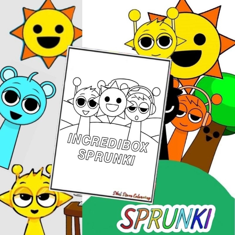 Jual Kertas Gambar Mewarnai TEMA SPRUNKI V5 (10 Lembar) Kertas Tebal ...