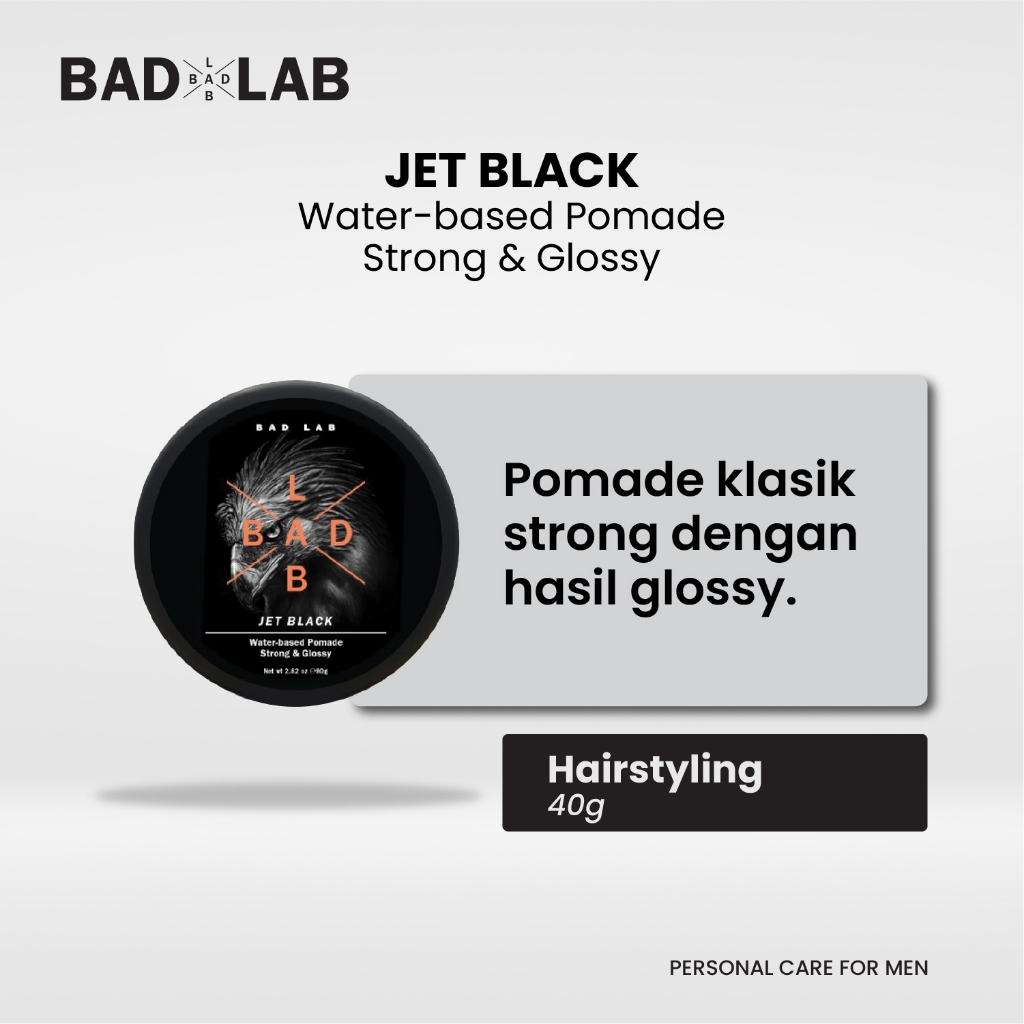 Jual Pomade Glossy Travel Size — BAD LAB Jet Black Strong & Glossy 40g ...