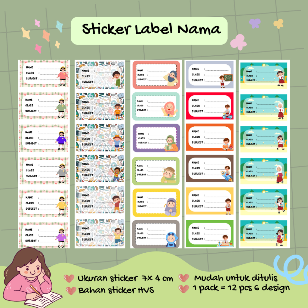 Jual Sticker Label Nama / Sticker label Pelajaran / Label Buku ...
