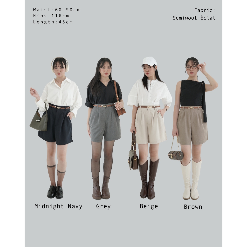 Jual Jisoo - Short Pants Free Belt / Modern Chic Short Pants | C147 | Shopee Indonesia