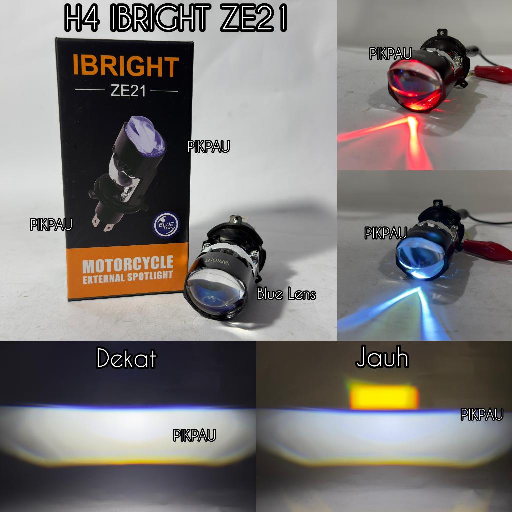 Jual H4 IBRIGHT ZE21 - Lampu Utama Laser High Low Blue Lens Plus Devil Eye | Shopee Indonesia