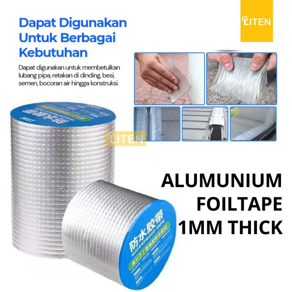 Jual ASLI TEBAL 1MM - Lakban ANTI BOCOR Alumunium Foil Tape Anti Air 5m 3m 10m meter Butyl ...