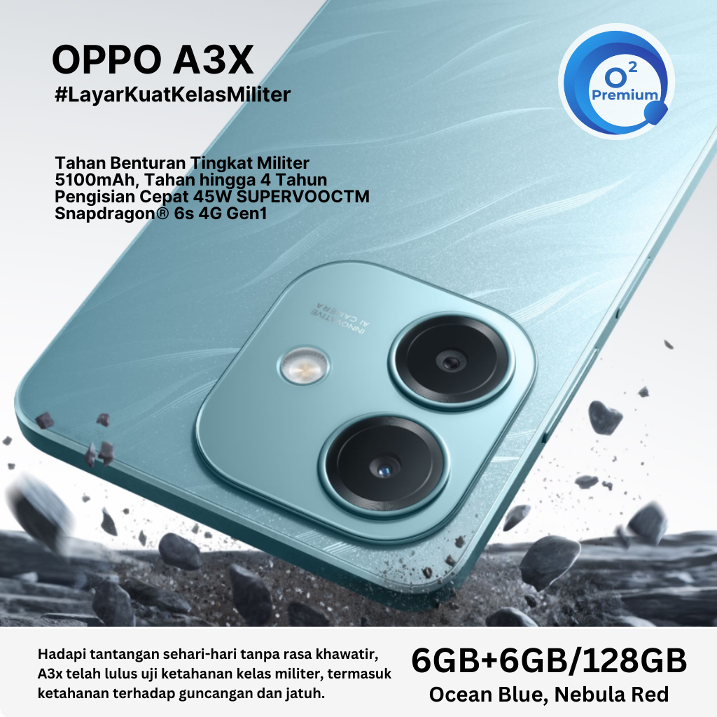 Jual OPPO A3x [6GB+6GB/128GB] - 45W SUPERVOOC, Qualcomm® Snapdragon® 6s 4G Gen1, 1000nit Ultra ...