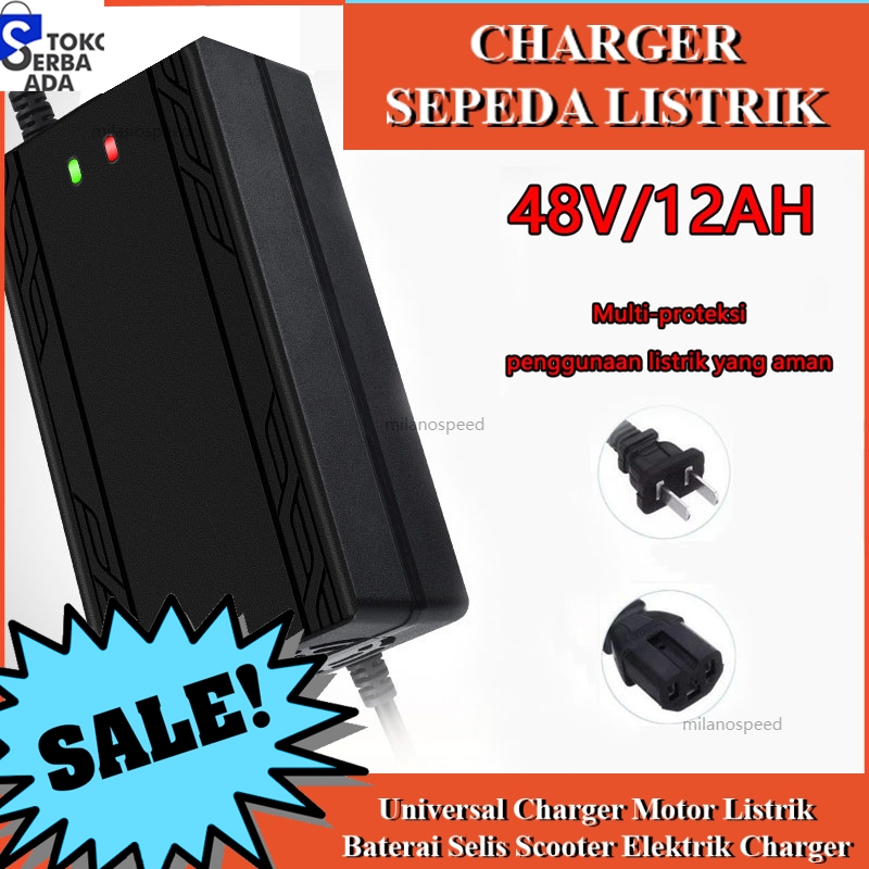 Jual Charger Sepeda Listrik 48V 12AH / Charger Motor Listrik / Baterai Selis Scooter Elektrik ...