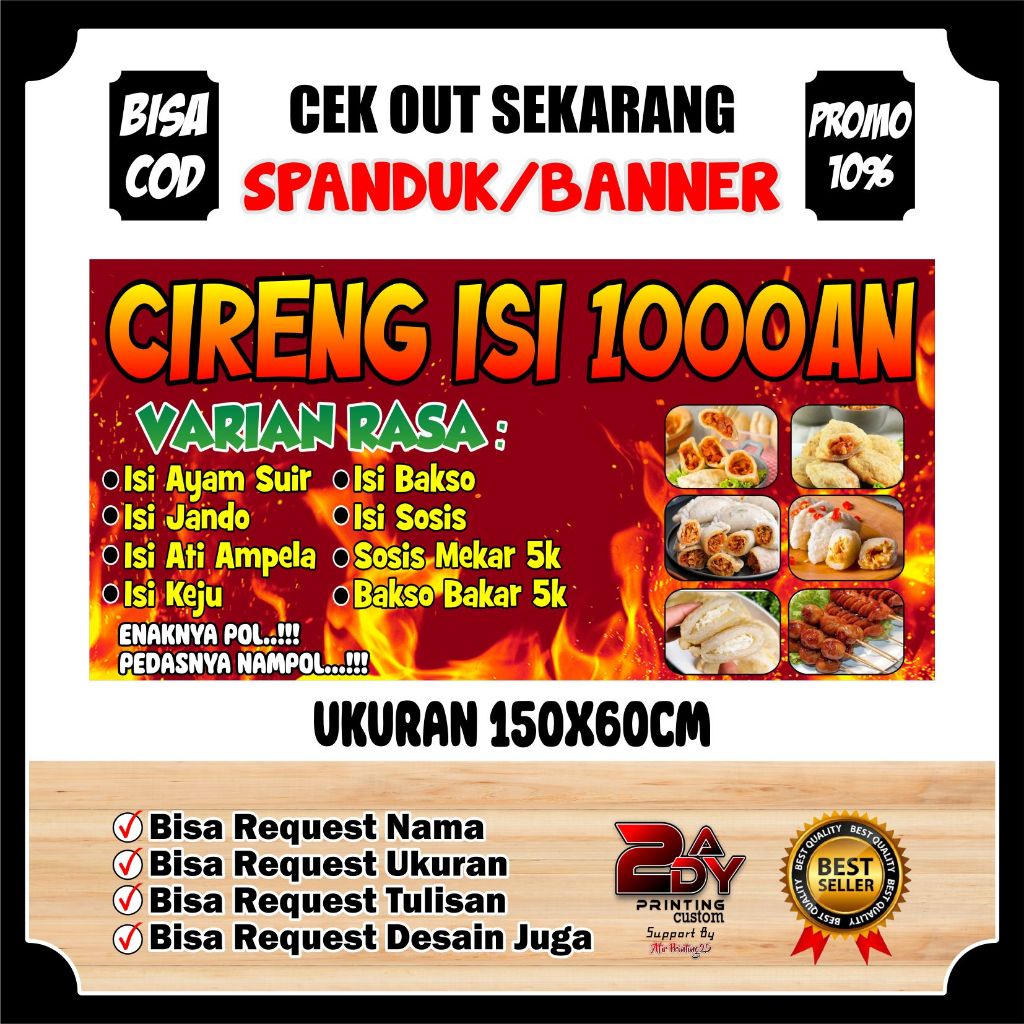 Jual Spanduk Banner Backdrop Cireng Isi Mercon Pedas Viral Design ...