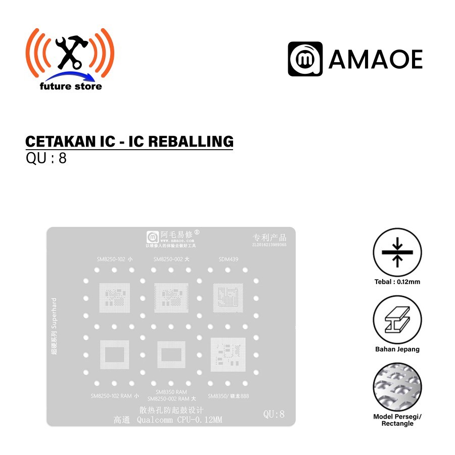 Jual Amaoe QU 8 Cetakan IC BGA Reballing Stencil For SM8350 SDM439 SM8250 102/002 For Qualcomm ...