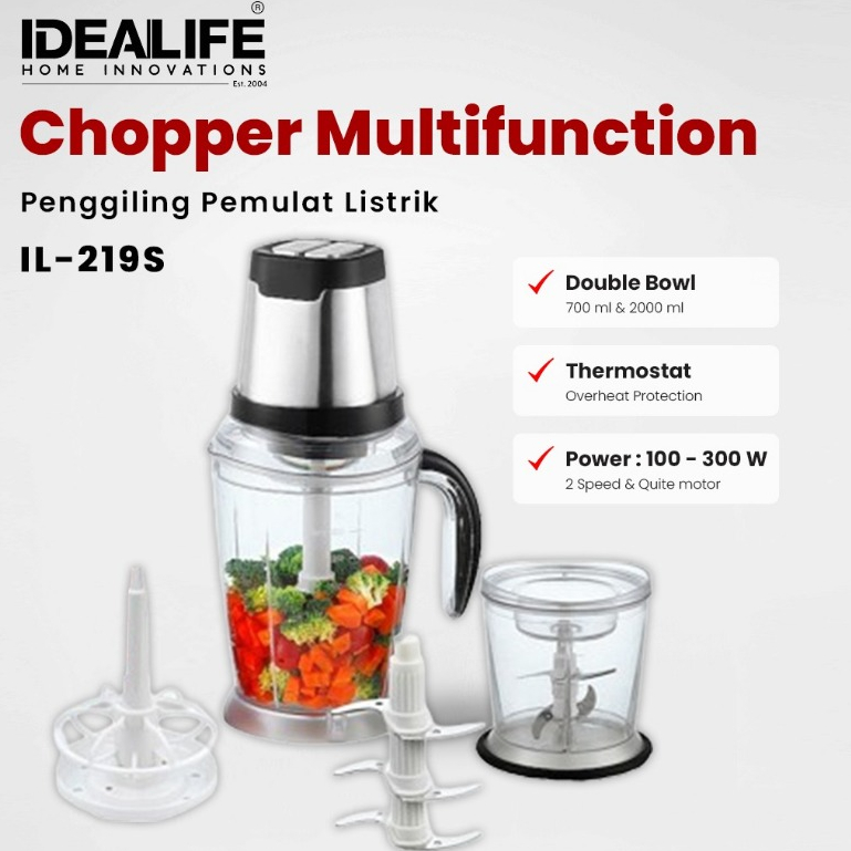 Jual IDEALIFE Electric Chopper Double Bowl IL-219S Chopper Listrik ...