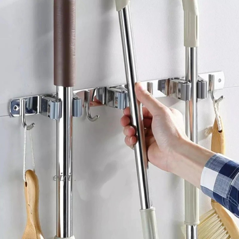 Jual Tempat Penjepit Gantungan Sapu Pel Dinding 4 Kait Mop Broom Holder ...
