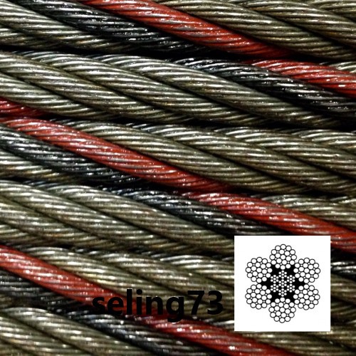 Jual Seling baja hitam 10mm / Wire Rope Baja Ungalvanized M10 / Kawat Seling Baja 6x37 + IWRC ...