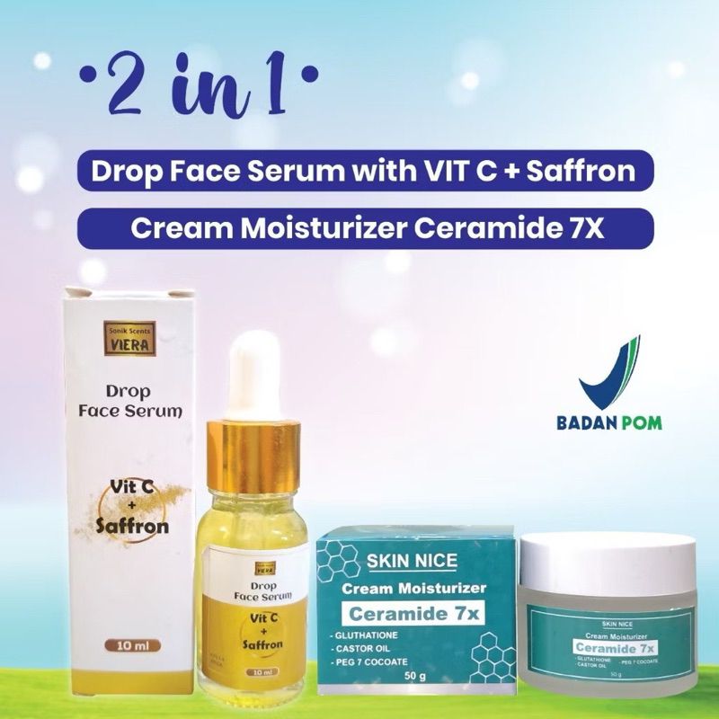 Jual Vit C + Saffron Drop Face Serum Skin NICE Cream Moisturizer ...