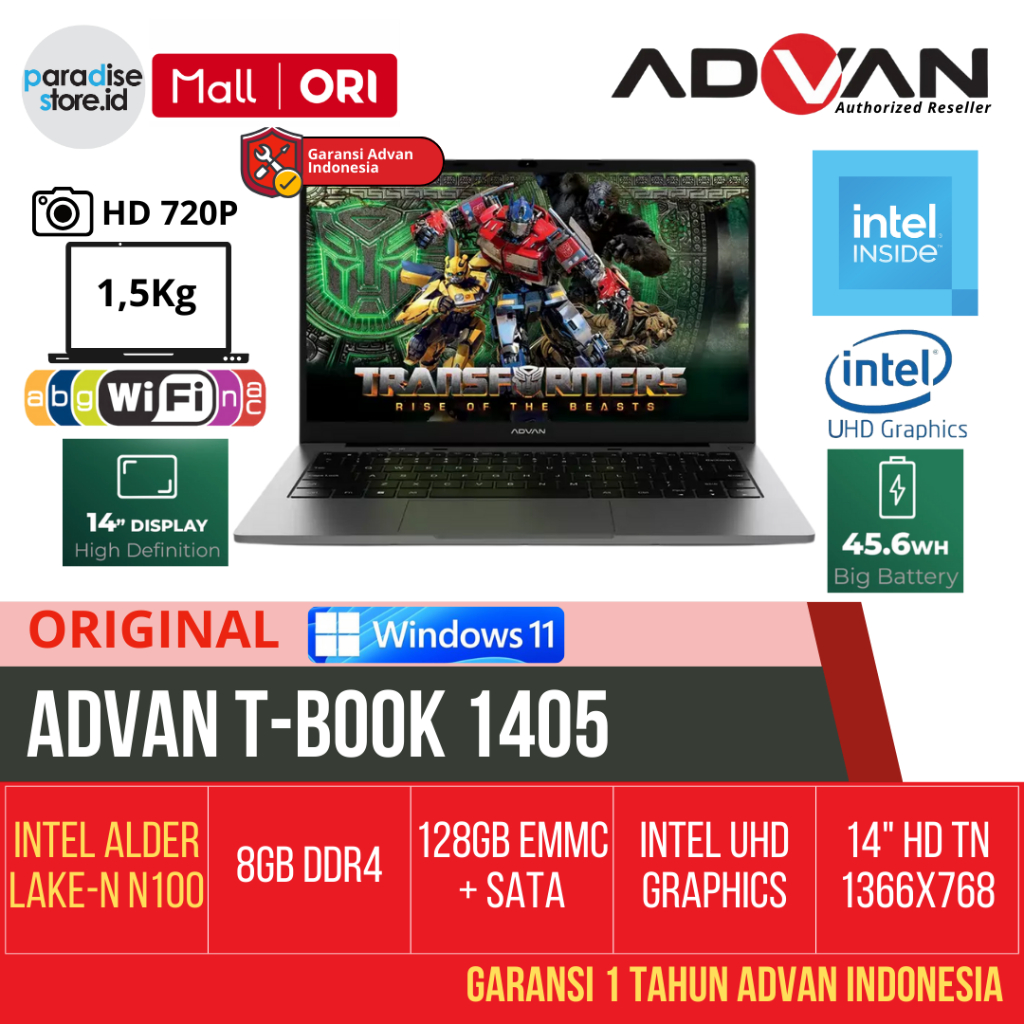 Jual Laptop Advan T-Book 1405 Intel N100 / Ram 8GB / 128GB eMMC / Win11 ...