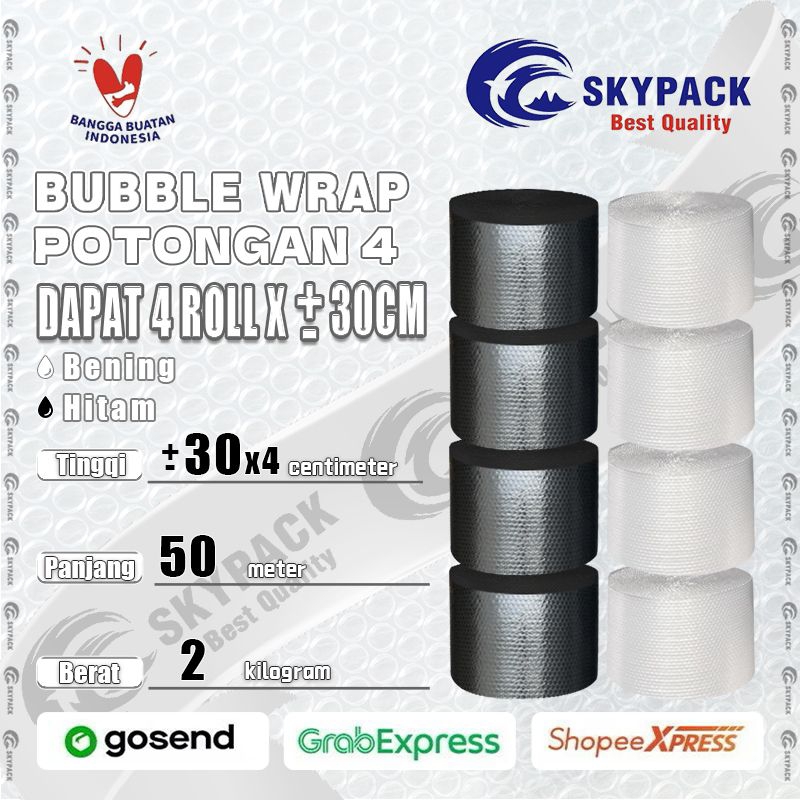 Jual SKYPACK Bubble Wrap Potongan 4 Ukuran ±30cm x 4 Warna Bening Hitam Berat 2kg | Shopee Indonesia