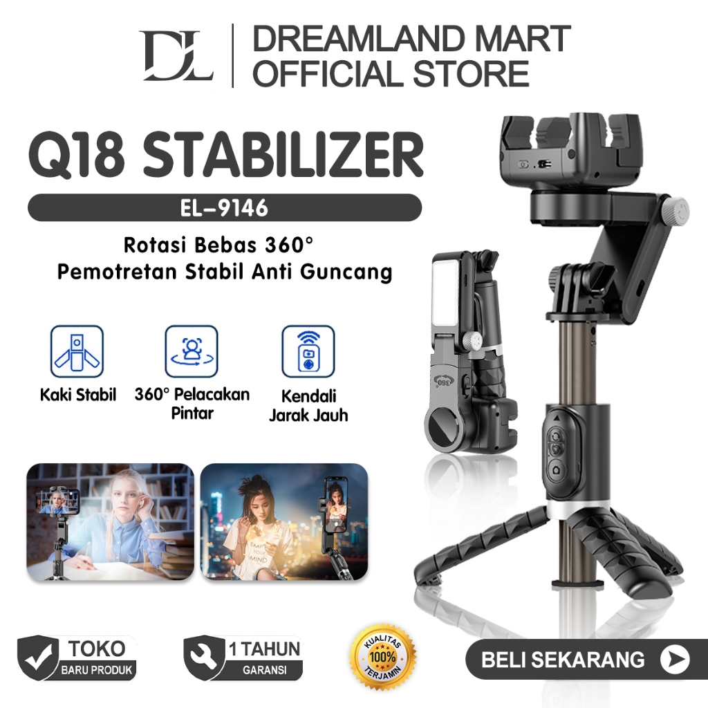 Jual DL Q18 Gimbal Stabilizer Handphone/Stabilizer Bluetooth Tripod ...